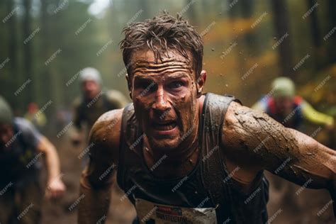 Premium Photo Runners Determination During A Cross Country Generative Ai