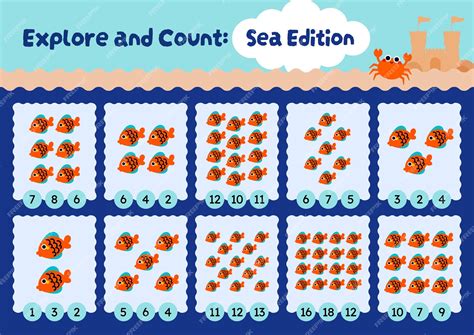 Premium Vector Fish Counting Cute Flat Design Vector Printable For