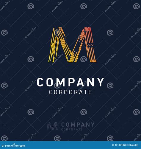 M Company Logo Design With Visiting Card Vector Stock Vector
