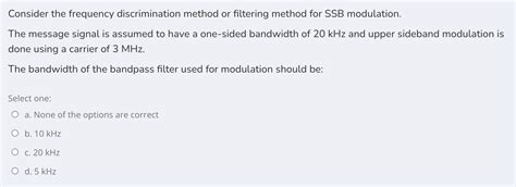 Solved Consider The Frequency Discrimination Method Or