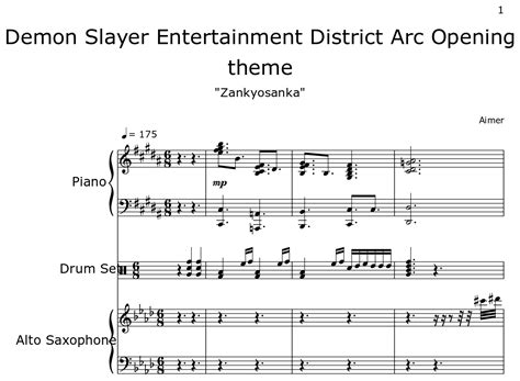 Demon Slayer Entertainment District Arc Opening Theme Sheet Music For