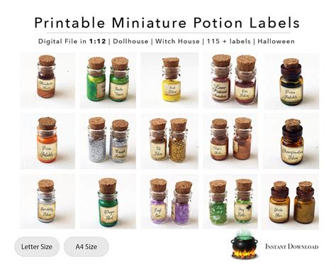 Printable Miniature Potion Labels 115 Labels Dollhouse Witch