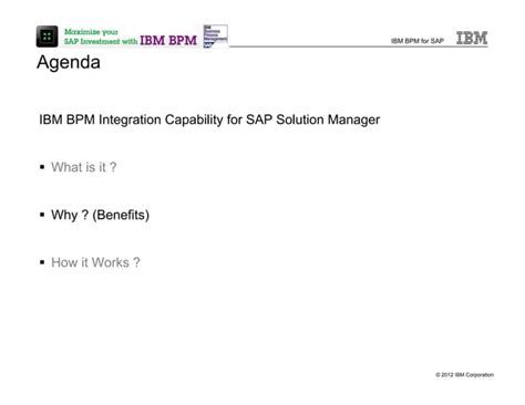 Ibm Bpm Integration With Sap Solution Manager Capability And Benefits