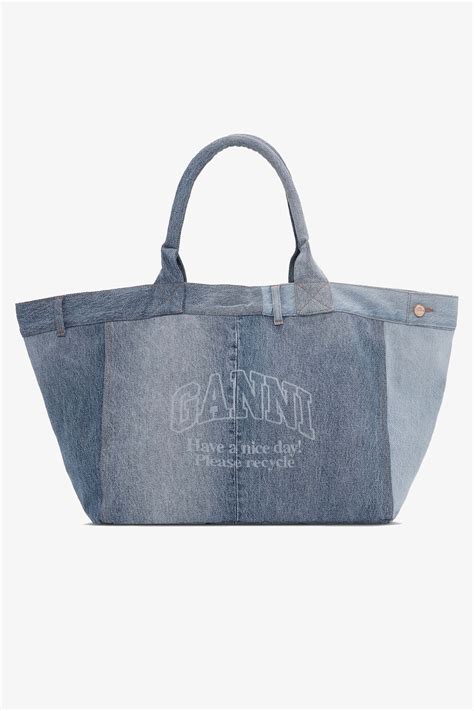 Denim Denim Patchwork Tote Ganni Global