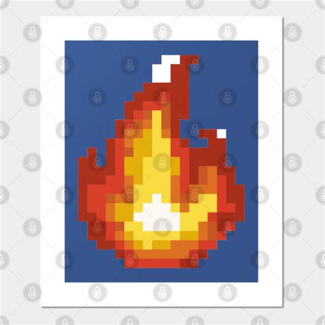 Pixel Art Flame Blue Version Pixel Art Fire Posters And Art