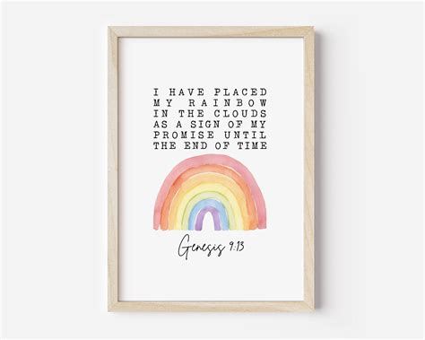 Genesis 9 13 I Have Set My Rainbow In The Clouds Bible Verse Printable Wall Art Modern