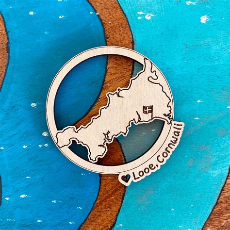 Looe Cornwall Magnet Laser Cut Map With Cornish Flag Etsy