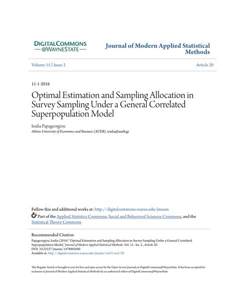 Pdf Optimal Estimation And Sampling Allocation In Survey Sampling