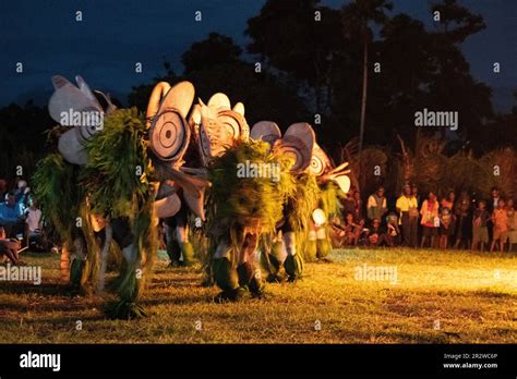 Papua New Guinea New Britain Island Rabaul Baining Traditional Baining Fire Dance Stock