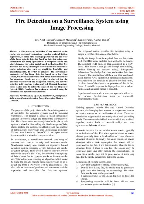Pdf Fire Detection On A Surveillance System Using Image Processing