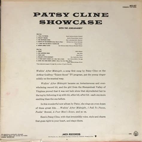 Vintage Vinyl Patsy Cline Patsy Cline Showcase With The Jordanaires 60