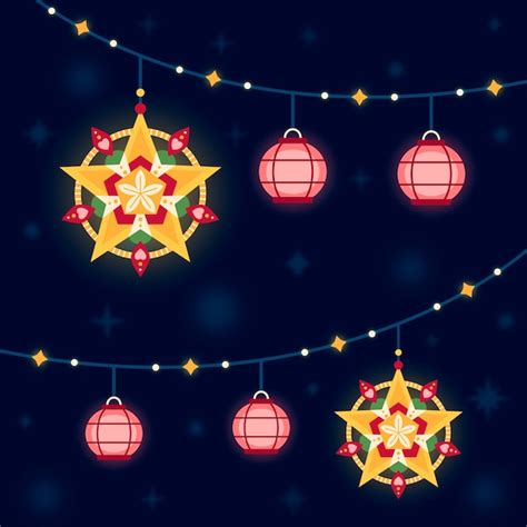 Flat Christmas Parol Illustration Free Vector