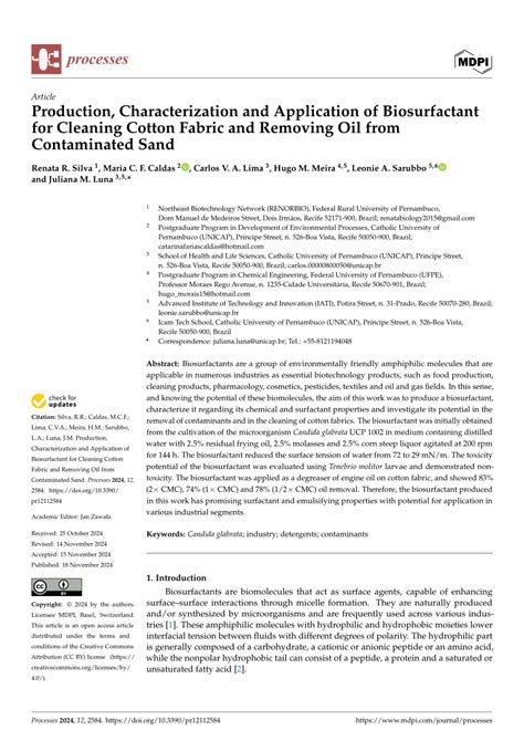 Pdf Production Characterization And Application Of Biosurfactant For Cleaning Cotton Fabric