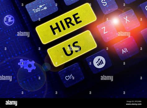 Text Caption Presenting Hire Us Word Written On Used By Human Resources Indicate Employee That