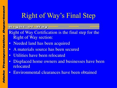 Ppt Right Of Way Acquisition Process Powerpoint Presentation Free