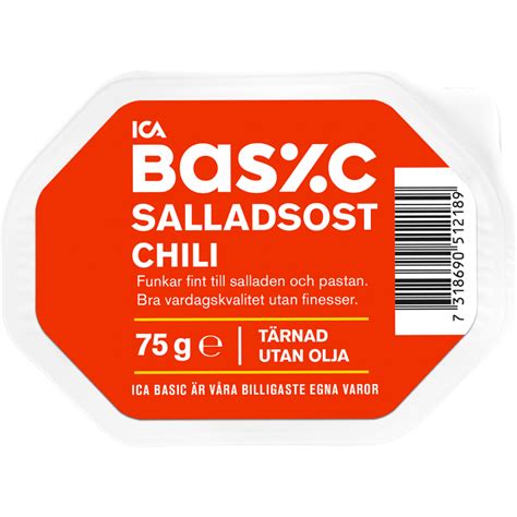 Salladsost Chili Tärnad 75g Ica Basic Handla Mat Online Från Din