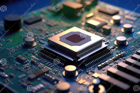 Computer Details Close Up View Of A Modern Gpu Card With Circuit Stock Illustration