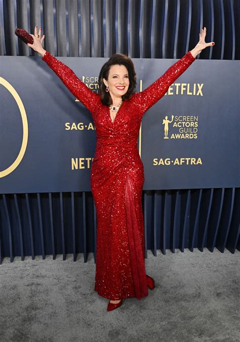 Fran Drescher Pops In Red Sparkling Reem Acra Dress At Sag Awards 2024