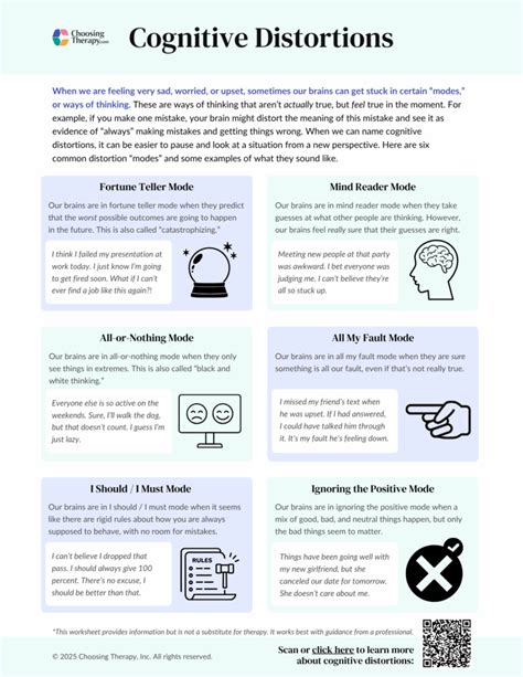 Free Cognitive Distortions Worksheet Pdf Download