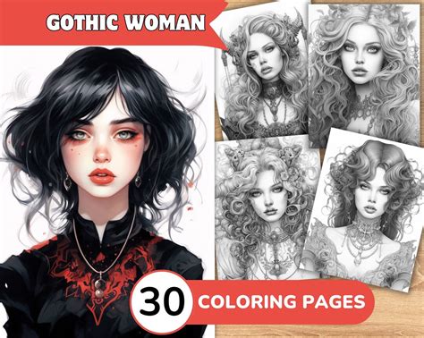 Gothic Woman Coloring Pages Gothic Woman Coloring Book Gothic