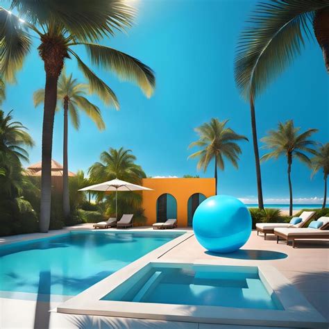Beautiful Blue Ocean Swimming Pool Premium Ai Generated Image