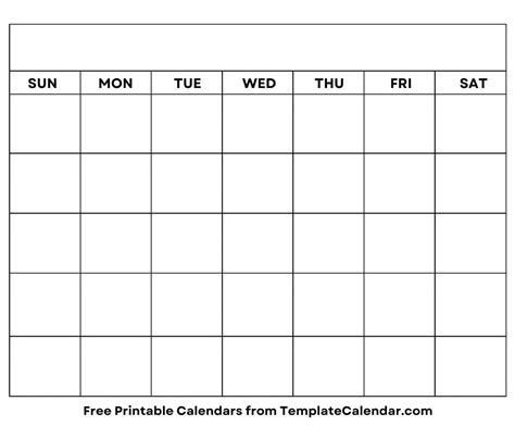5 Free Printable Blank Calendar Templates