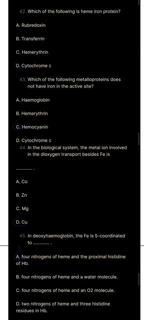 Which Of The Following Is Heme Iron Protein A Rubredoxin B Transferri