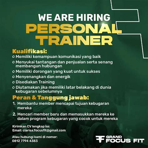 Lowongan Kerja Personal Trainer Grand Focus Fit Lowongan Kerja Riau