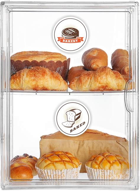 2 Pack Large Bread Box For Countertop Stackable Layer