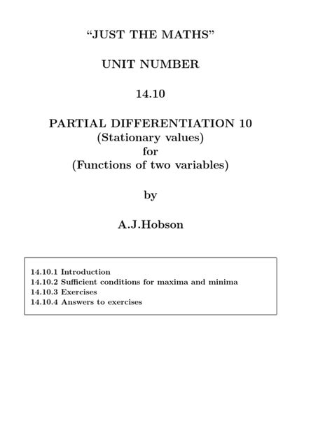 Partial Differentiation Pdf Maxima And Minima Algebra