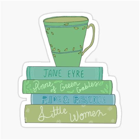 Classic Female Authors Bookstack And Mug Sticker For Sale By Haleyjournals Redbubble