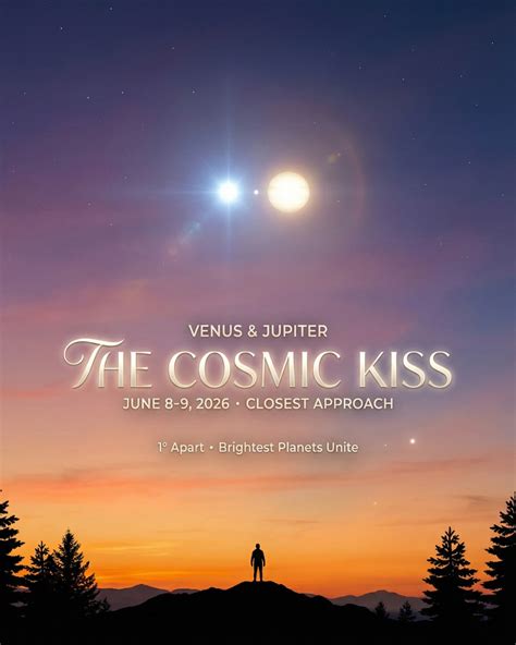 Skyandearth The Cosmic Kiss Venus And Jupiters Brilliant Embrace 📅