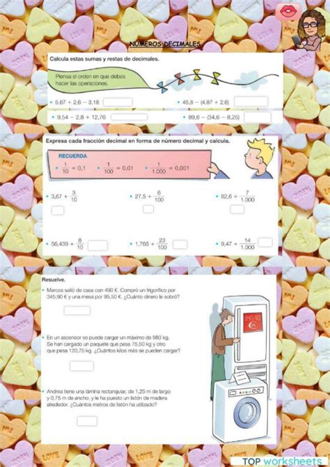 Números Decimales Ficha Interactiva Topworksheets