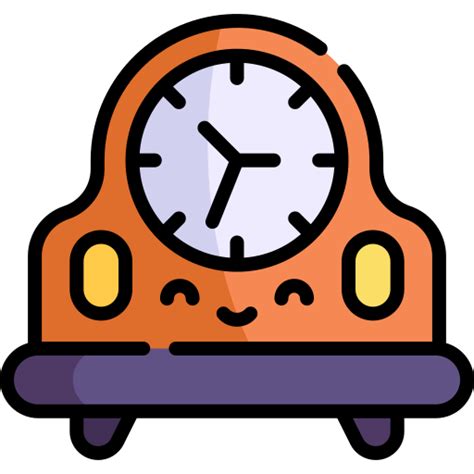Table Clock Kawaii Lineal Color Icon