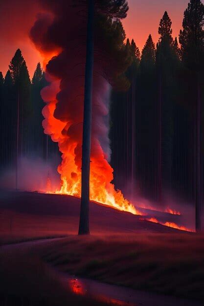Premium Ai Image Dangerous Forest Fire Burning Flames In The Woods