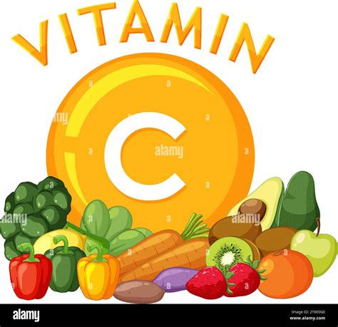 Colorful Vector Illustration Showcasing Vitamin C Rich Foods For A