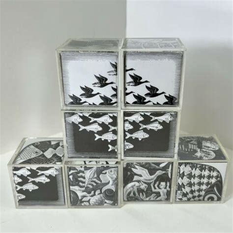 Mc Escher Cube Block Type Desktop Puzzle 1990 Cordon Art Sky Water