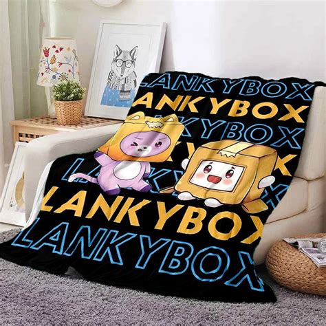 3d Lankybox น่ารัก Happy Boxy Foxy Rocky ผ้าห่มสักหลาดนุ่ม ผ้าห่มโยน