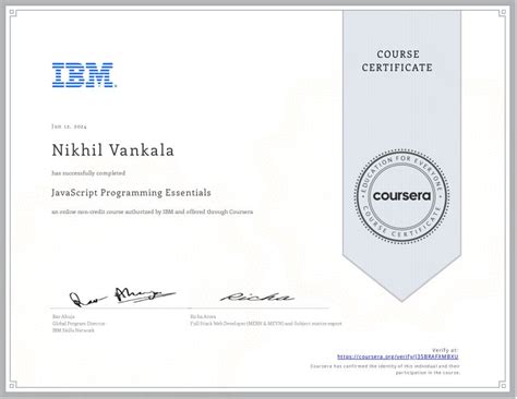 Completed Javascript Programming Essentials By Coursera Nikhil