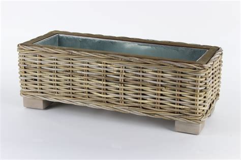 This Grey And Buff Rattan Rectangular Trough Planter Is Suitable For