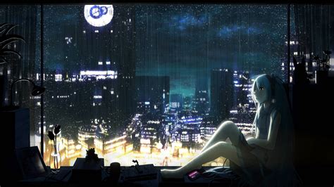 Download Sad Anime 4k Girl Against Window Wallpaper