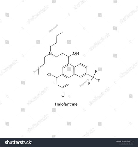 Halofantrine Flat Skeletal Molecular Structure Antiparasitic Stock Vector Royalty Free