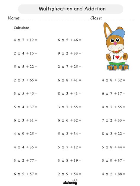 Primary Maths Worksheet Multiplication And Addition Pdf