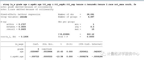 stata：面板固定和随机效应模型 in tenure xtreg
