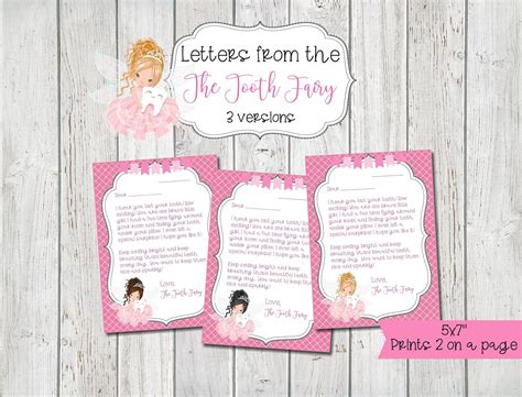 Letter From The Tooth Fairy Girls Tooth Fairy Letters Pink Tooth
