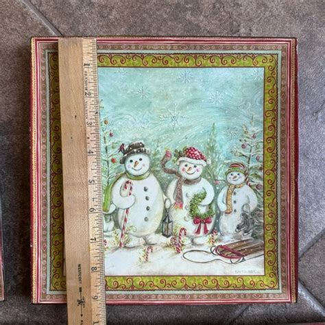 Kate Mcrostie Holiday Kate Mcrostie Stackable Snowman Tray Set Poshmark