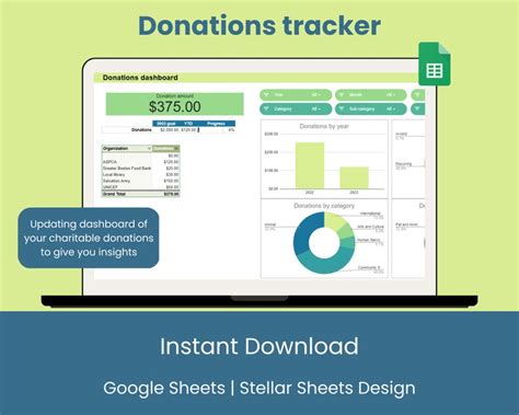Charitable Non Profit Donations Expense Tracker Spreadsheet Template Etsy