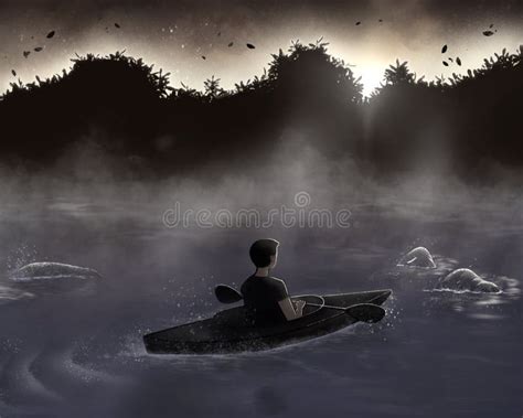 The Guy On The Boat Rowing Stock Illustration Illustration Of Eyes