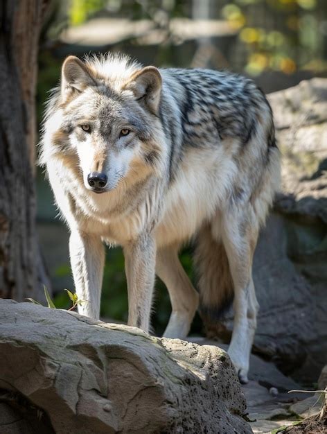Majestic Gray Wolf In Natural Habitat Premium Ai Generated Image