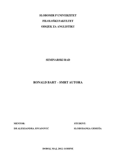 Ronald Bart Smrt Autora Pdf